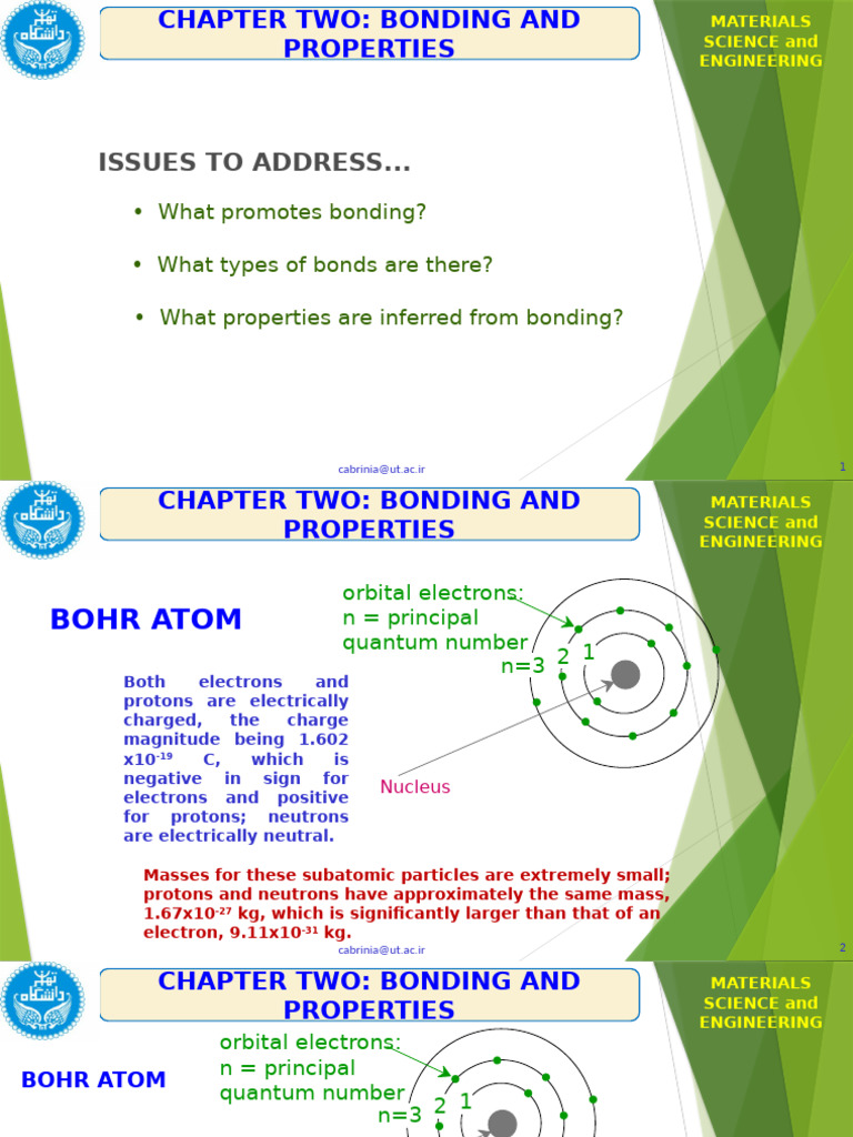 Bonding and Properties in Materials Science | PDF | Chemical Bond ...