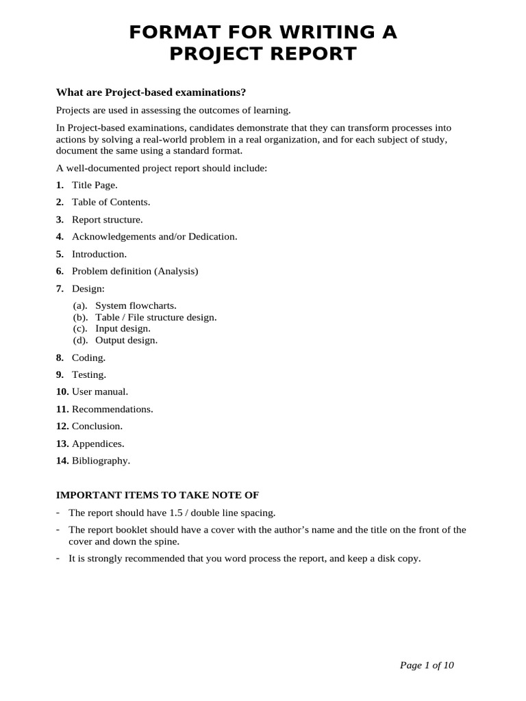 Format For Writing Project Reports | PDF | System | Data