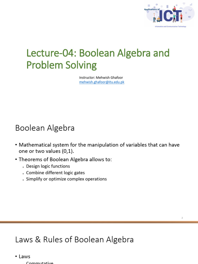 Lec 4_BooleanAlgebra | PDF | Boolean Algebra | Teaching Mathematics
