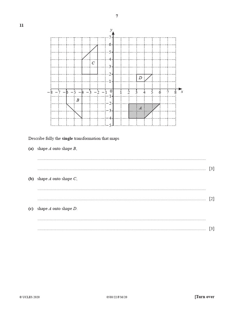 IGCSE 2020 Transformations Practice | PDF | Shape | Mathematical Concepts