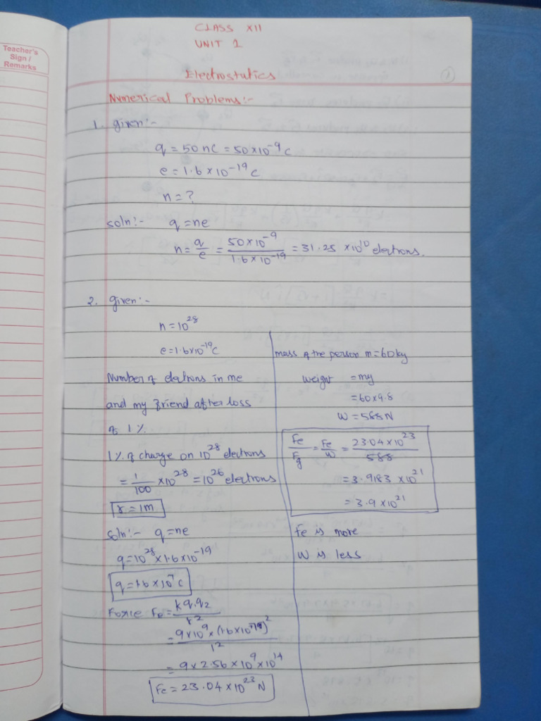 12th Physics Numericals | PDF