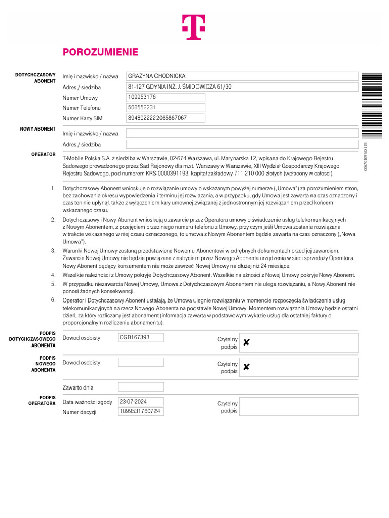 Porozumienie Cesja | PDF