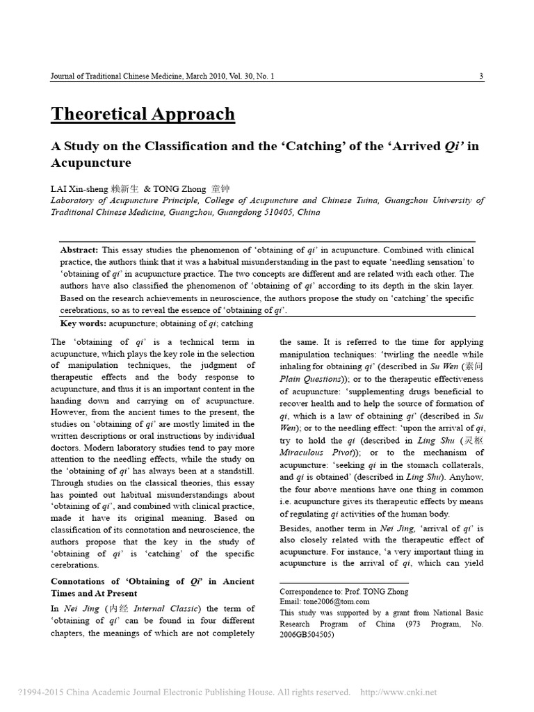Understanding 'Obtaining Qi' in Acupuncture | PDF | Acupuncture ...