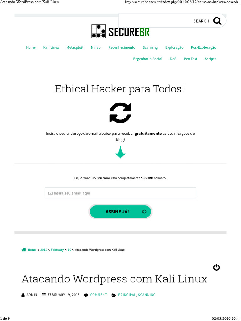 Atacando Wordpress Com Kali Linux | PDF | WordPress | Informática