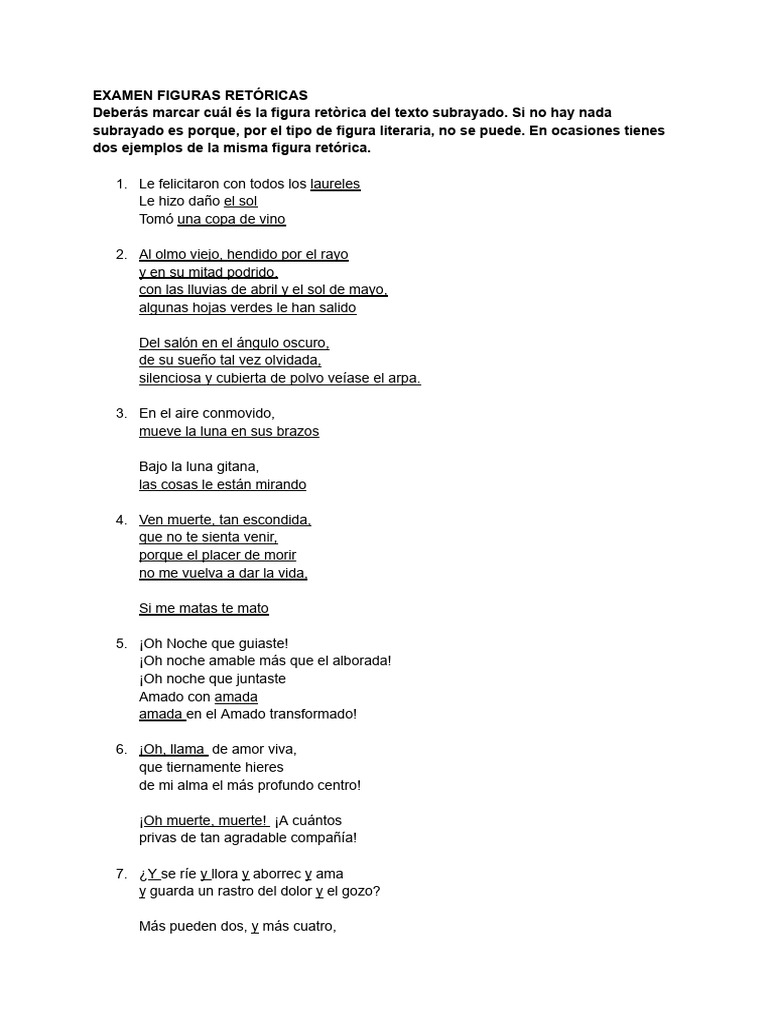 Figuras Retóricas: Ejercicios y Respuestas | PDF