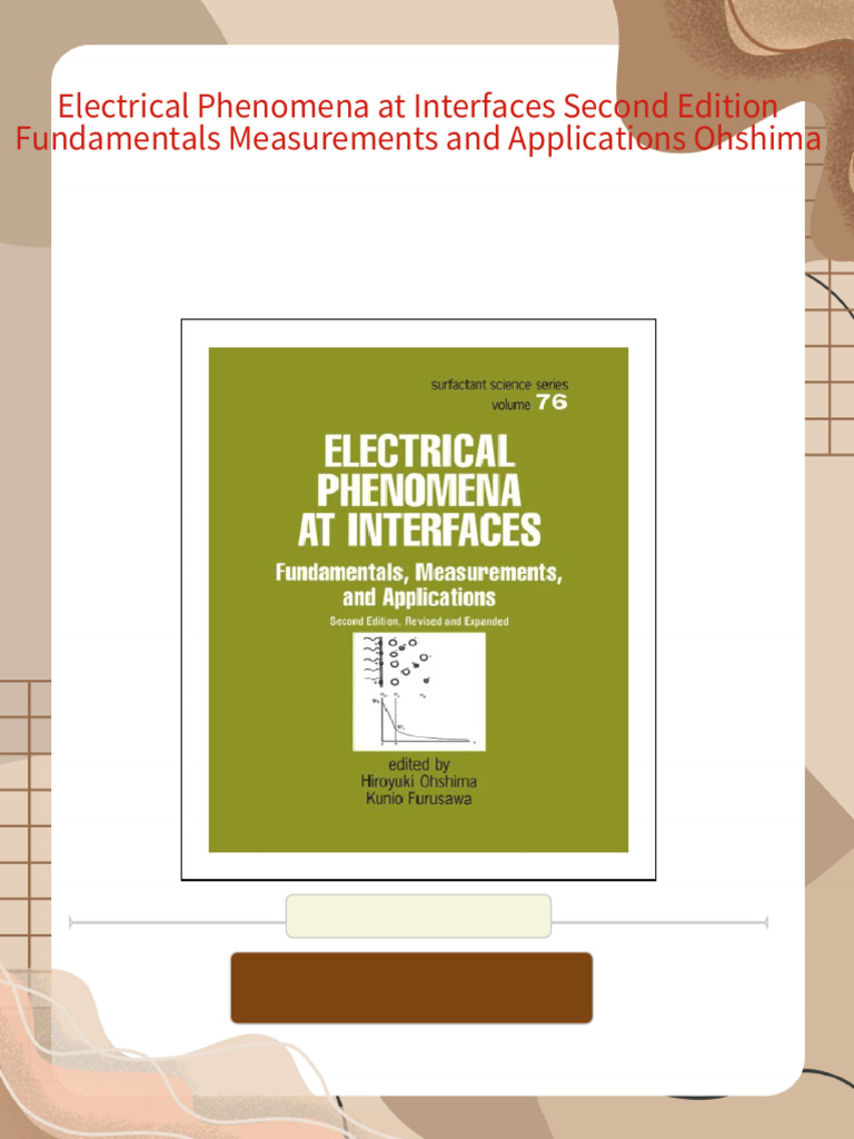 Electrical Phenomena at Interfaces Second Edition Fundamentals Measurements and Applications ...