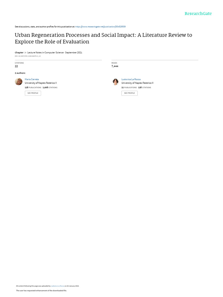 Cerreta-Rocca2021 Chapter UrbanRegenerationProcessesAndS | PDF ...