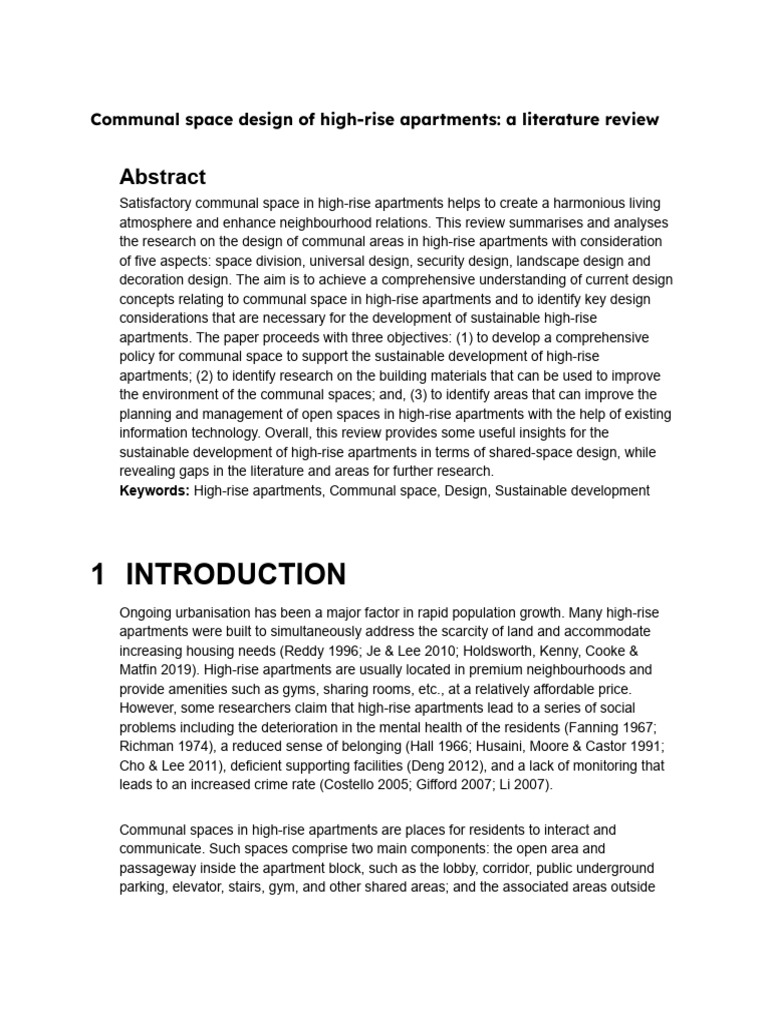 High-Rise Apartment Communal Space Design | PDF | Systematic Review