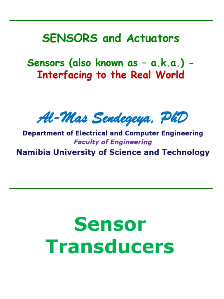 Lecture, Transducers Sensors and Actuators, 2025 | PDF | Sensor | Capacitor