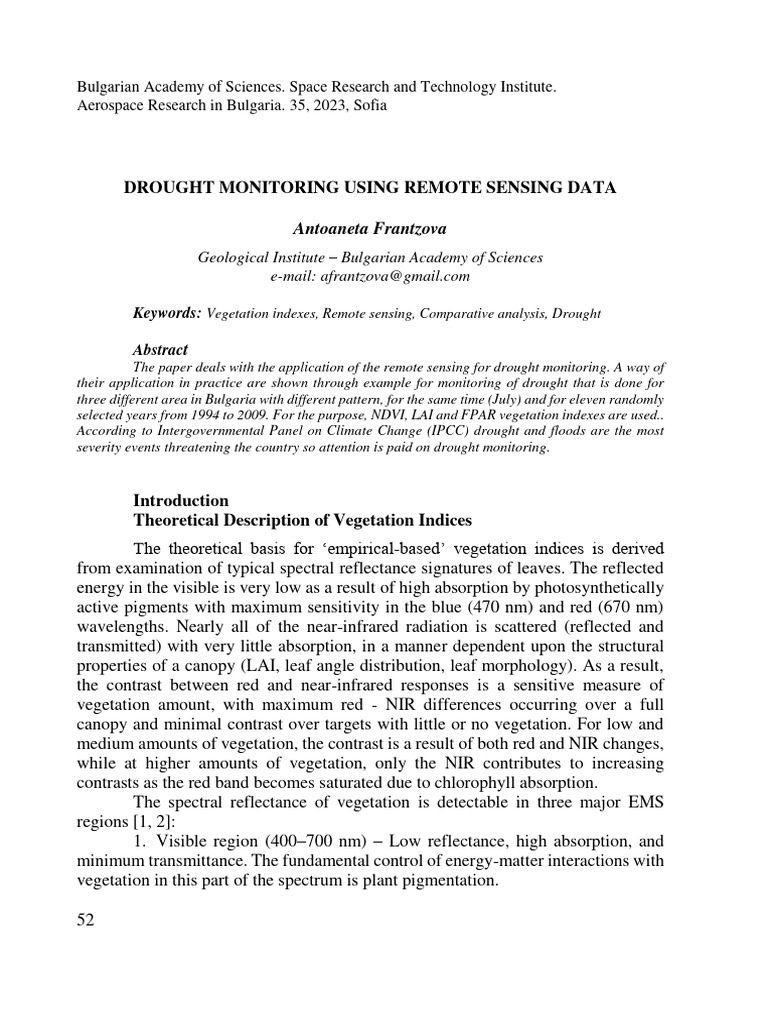 Drought Monitoring Using Remote Sensing | PDF | Photosynthesis | Natural Environment