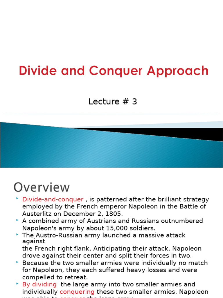 Divide And Conquer Lecture3 Daa Pdf Time Complexity Computer Programming