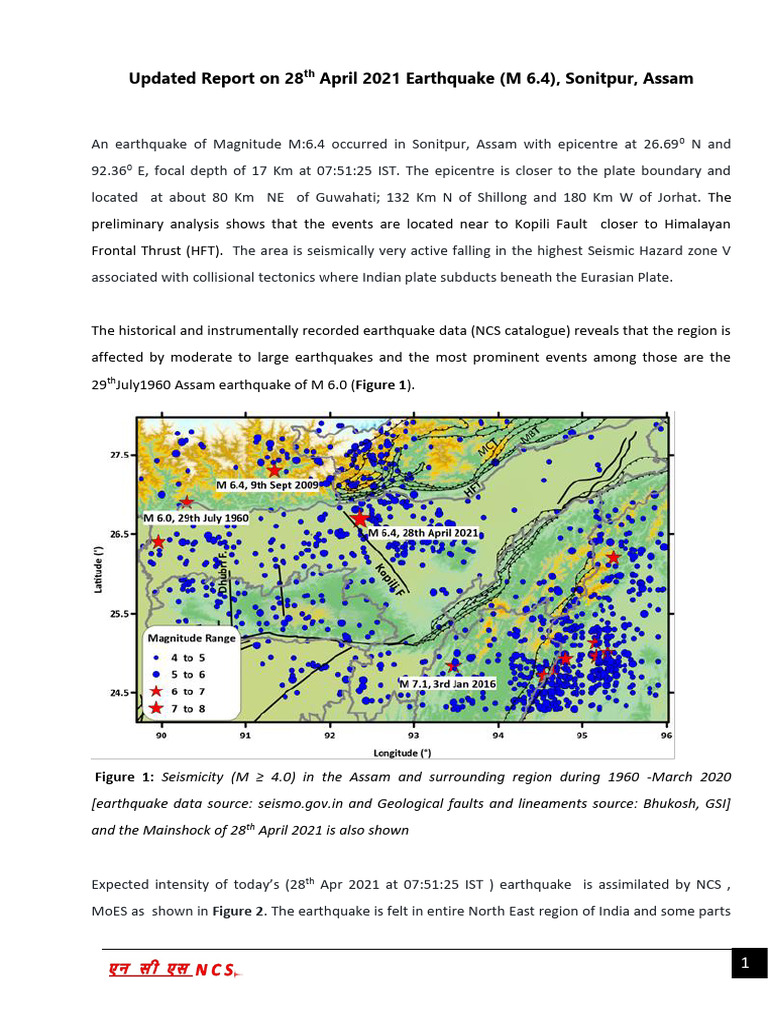 Assam EQ Report 28apr2021 Updated | PDF | Earthquakes | Moment ...