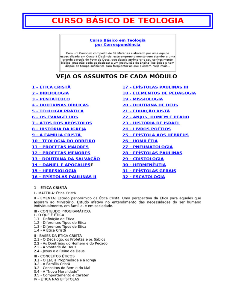 Curso Básico Em Teologia-Geral | PDF | Apóstolo Paulo | Bíblia