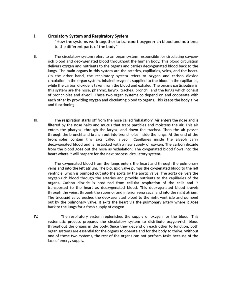 Circulatory and Respiratory System Functions | PDF | Circulatory System ...
