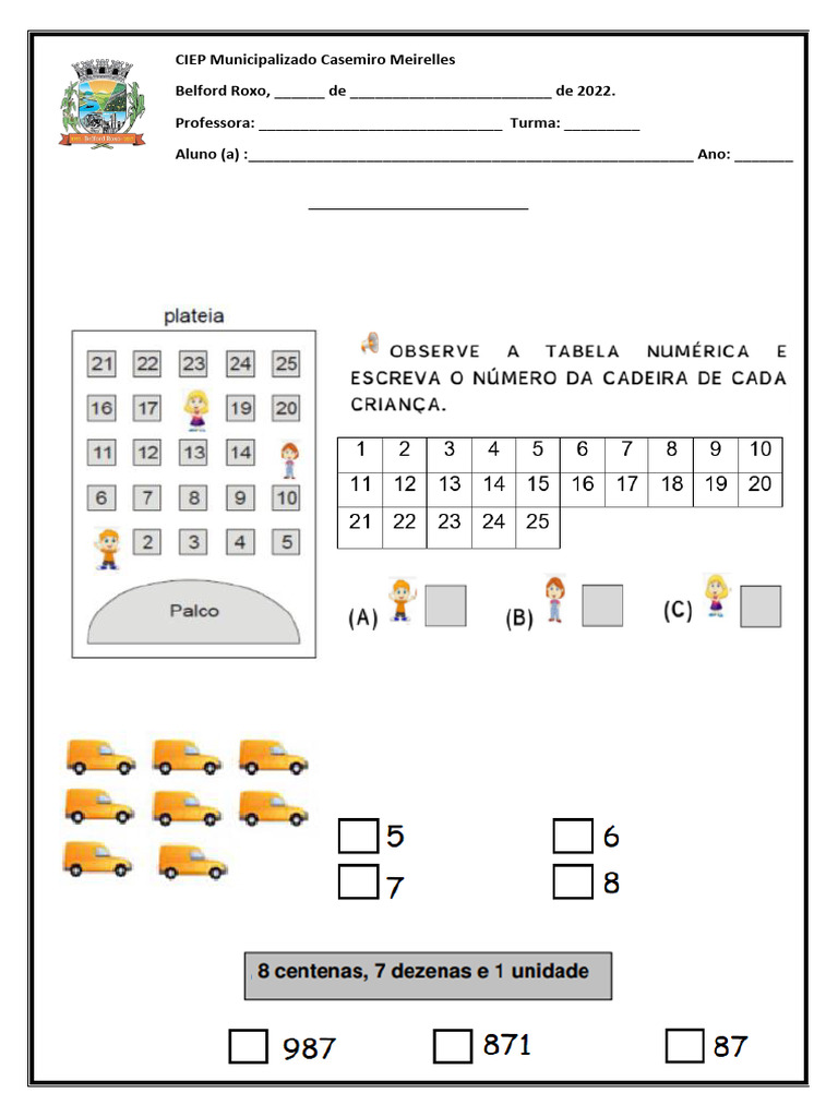 Prova Adaptada De MatemÁtica 1º Bimestre Pdf 3545