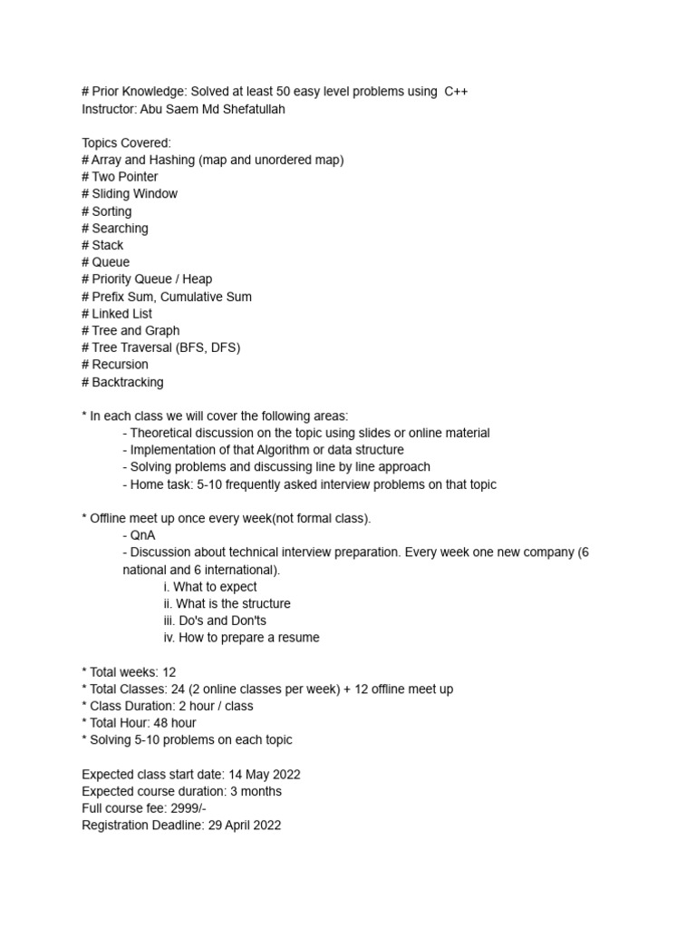 Algo-DS Training Course | PDF