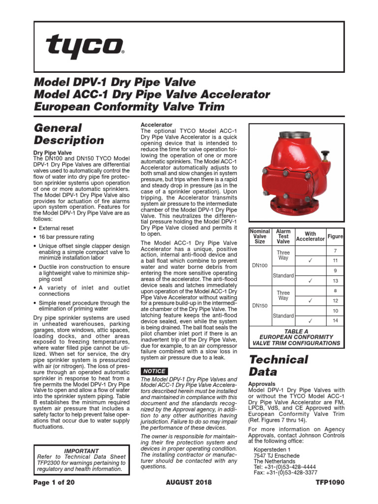 Tyco Dry Alarm Valve With Accelerator | PDF | Valve | Fire Sprinkler System