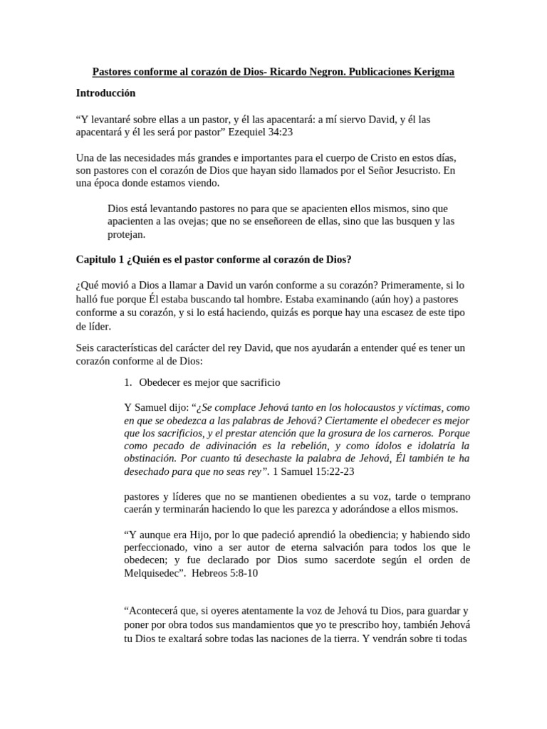 Pastores Conforme Al Corazon de Dios - Ricardo Negron. Publicaciones ...