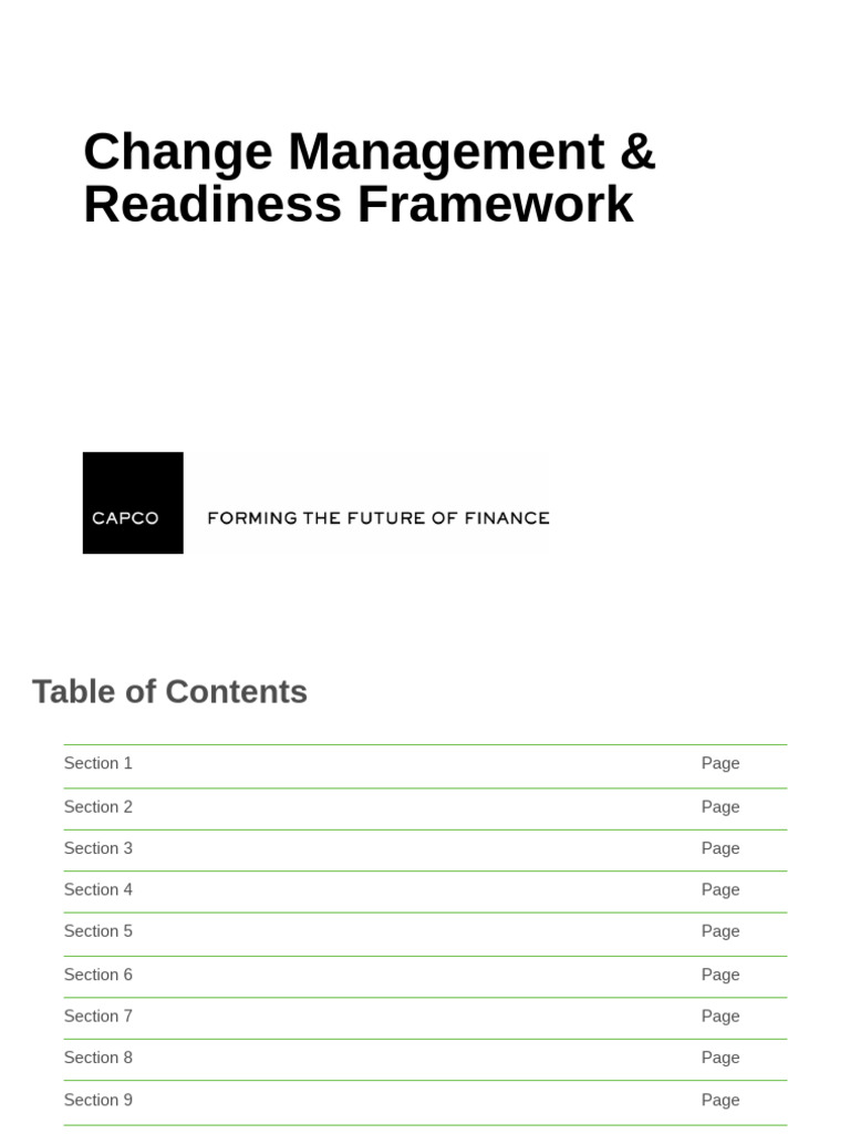 Change Management & Readiness Framework Template | PDF | Change ...
