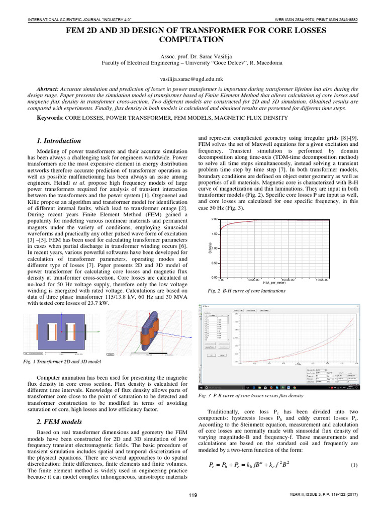 Fem - 2D - and - 3D - Design - of - Transformer - For Core Loss Computation | PDF | Transformer ...