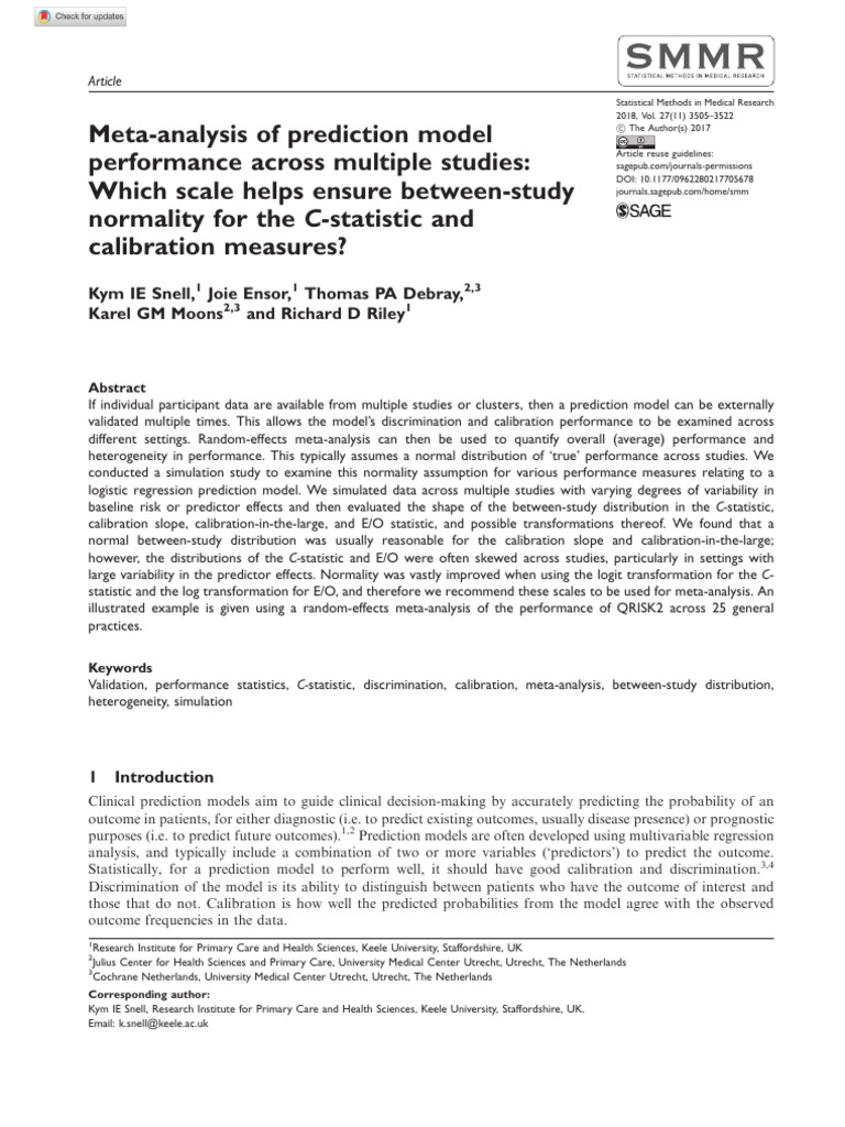 Snell. Meta Analysis Prediction Models | PDF | Normal Distribution ...