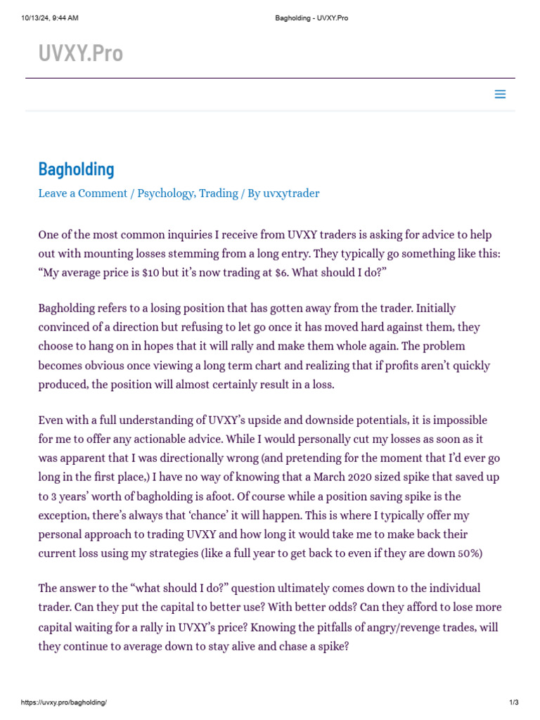 Bagholding - UVXY - Pro | PDF