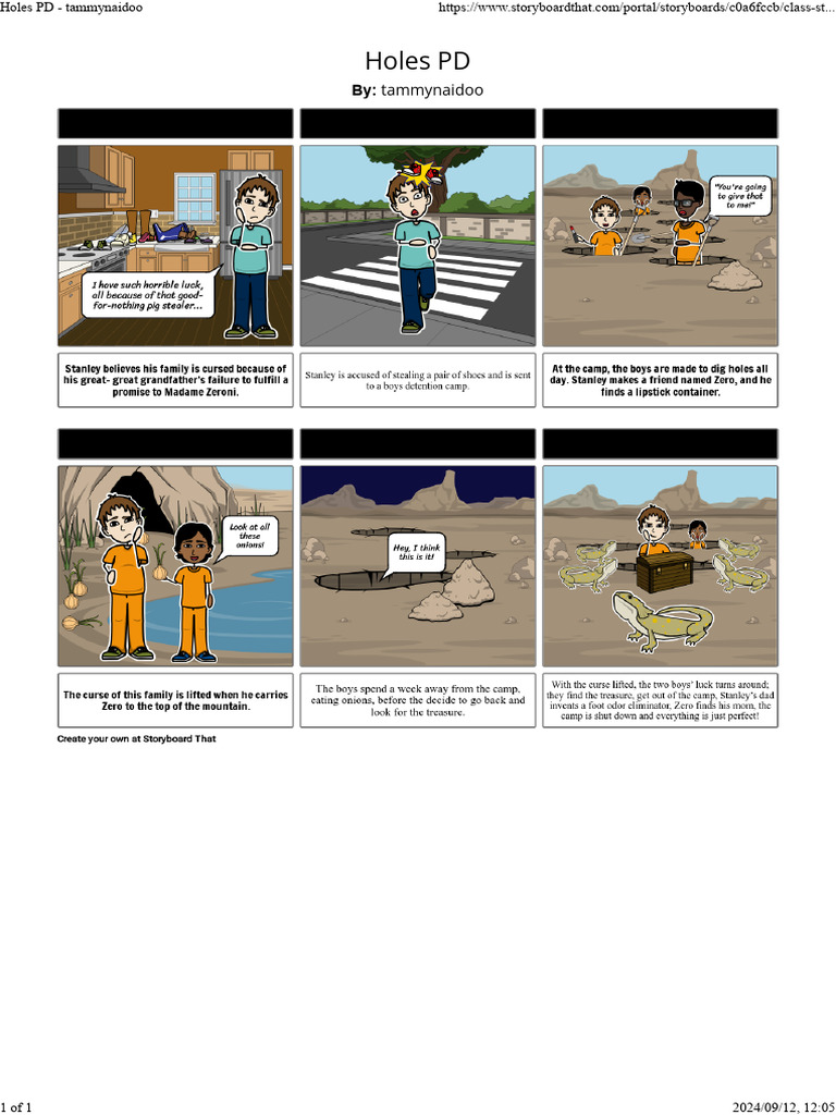 Holes Storyboard | PDF