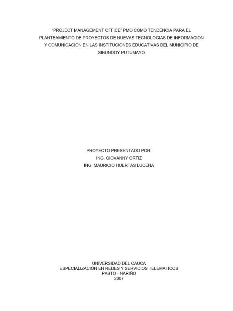 Project Management Office | PDF | Gestión de proyectos | Planificación