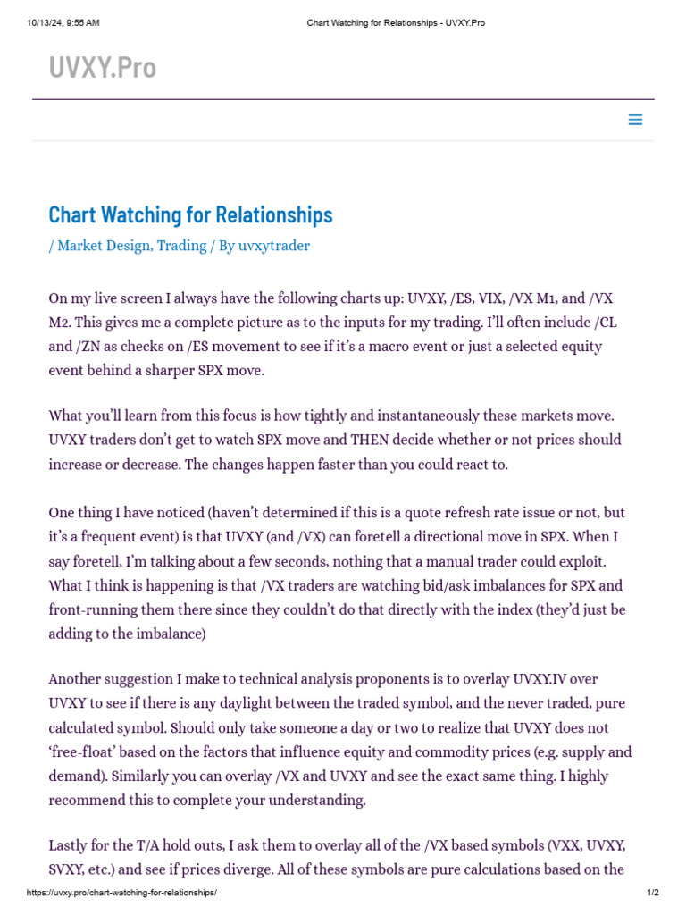Chart Watching For Relationships - UVXY - Pro | PDF | Economies | Economics