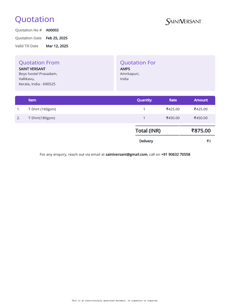Quotation a00002 Saint Versant Amps | PDF