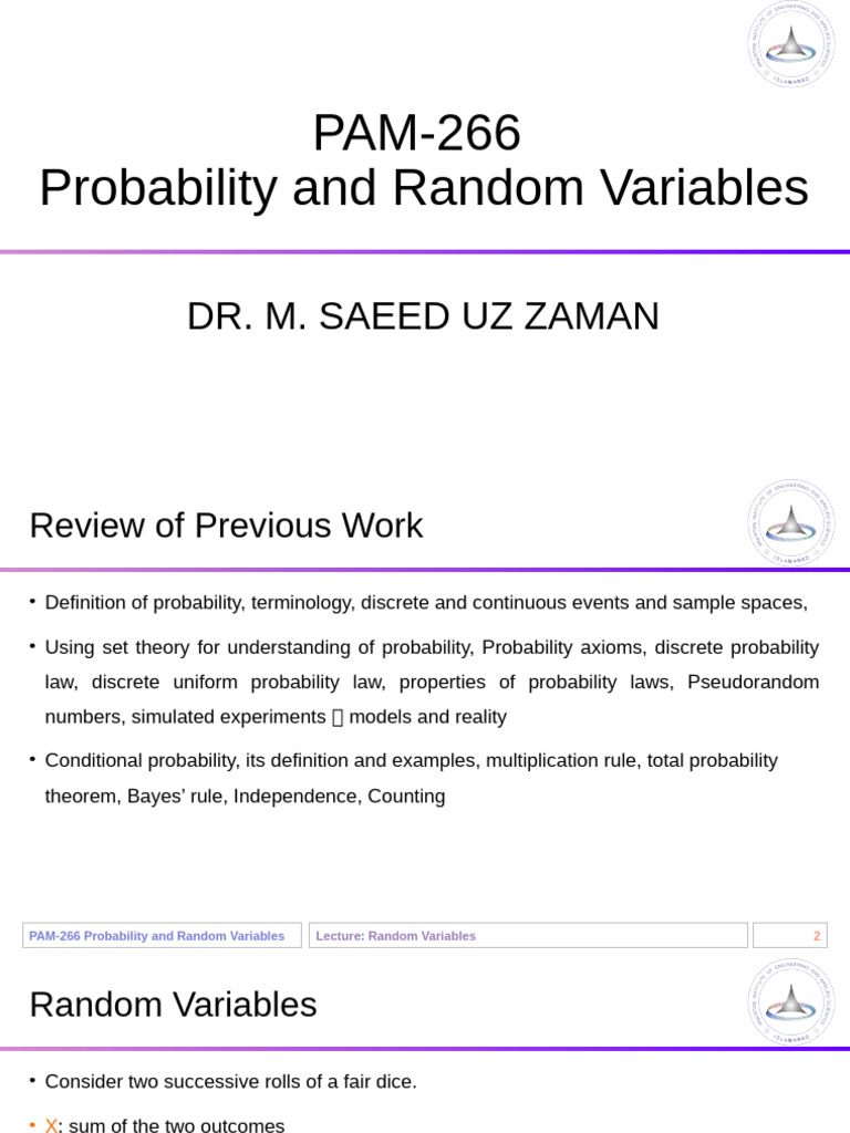Probability and Random Variables Overview | PDF | Random Variable | Probability Distribution