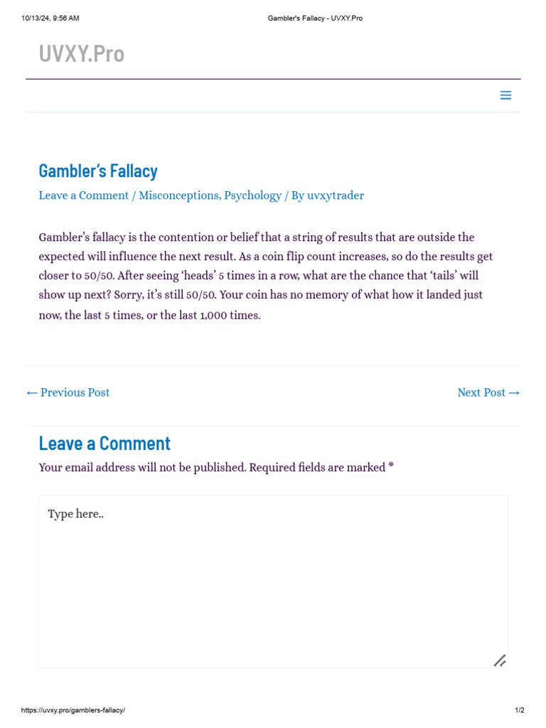 Gambler's Fallacy - UVXY - Pro | PDF