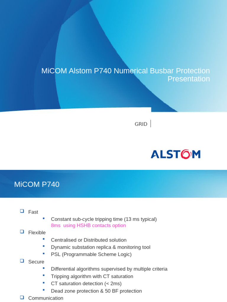 MiCOM Alstom P740 Busbar Protection Guide | PDF | Electrical ...