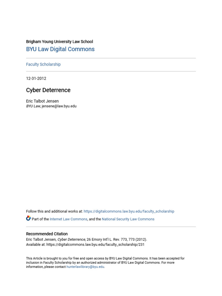 Legal Perspectives on Cyber Deterrence | PDF