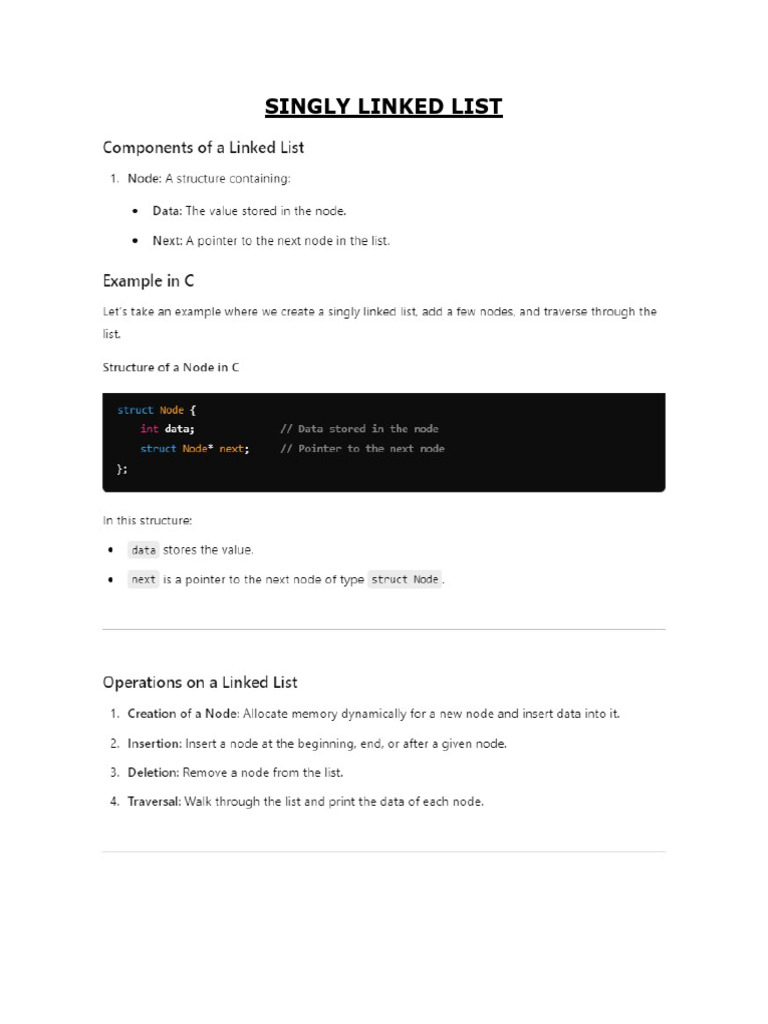 SINGLY LINKED LIST | PDF SINGLY LINKED LIST | PDF