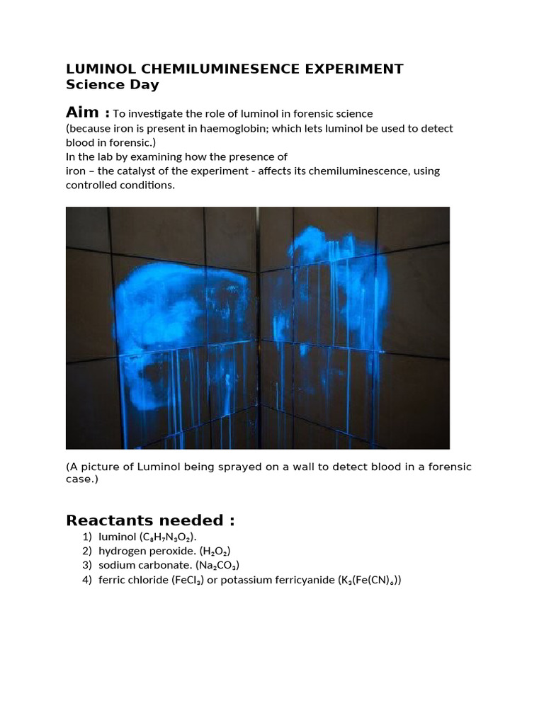 Kavya.a - Luminol Chemiluminesence Experiment Science Day '25 | PDF