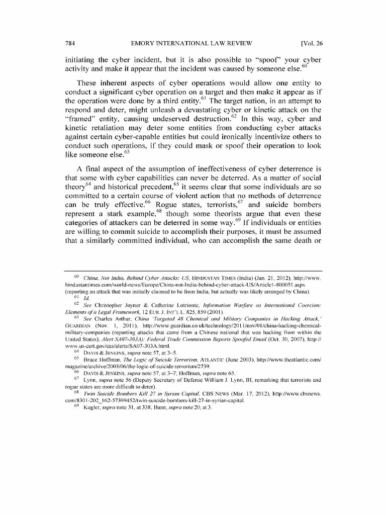 Cyber Deterrence1 (01-20) (13-14) | PDF | Crime & Violence | Deterrence ...