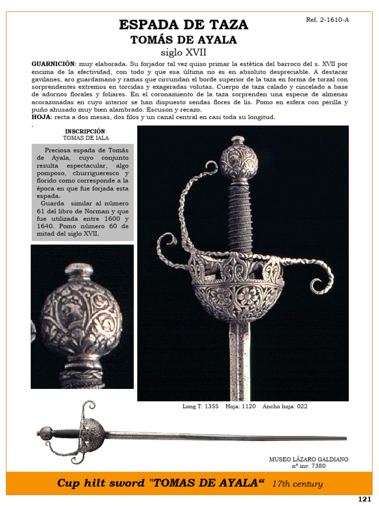 Espada de Taza de Tomás de Ayala, s. XVII | PDF
