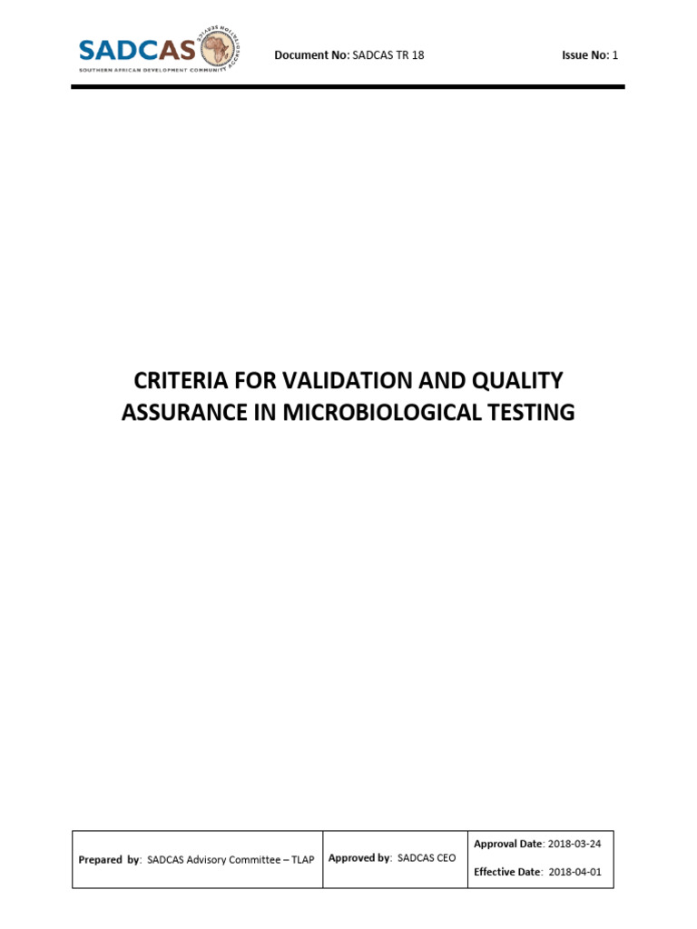 SADCAS Guidelines for Micro Testing Validation | PDF | Verification And ...
