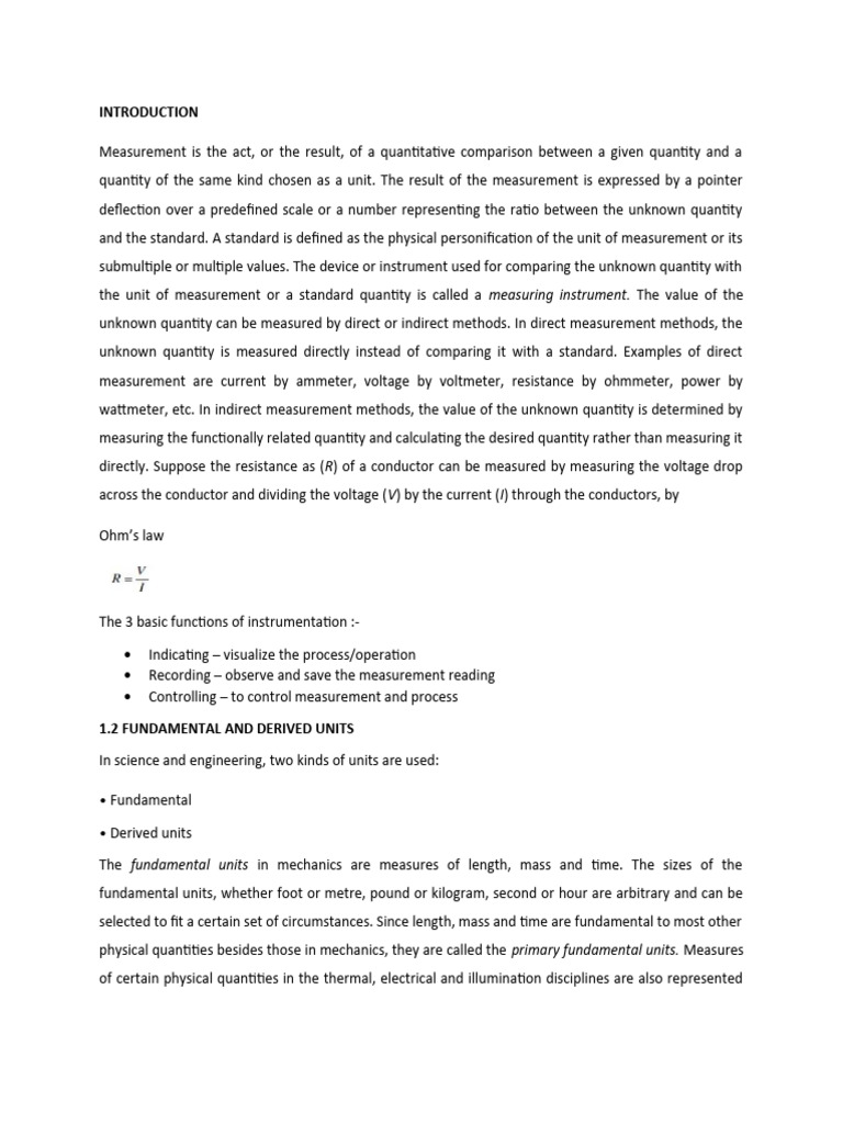 Measurement notes | PDF | Measurement | Instrumentation