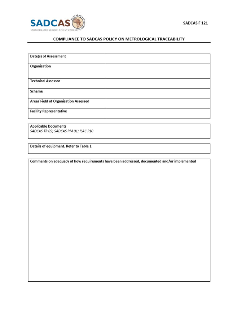 SADCAS Compliance on Metrological Traceability | PDF | Metrology ...