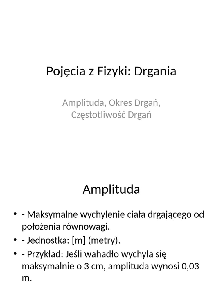 Pojecia - Fizyka - Drgania - Zadania 2 | PDF