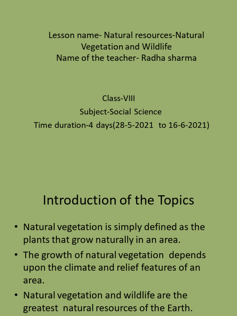 Natural Vegetation and Wildlife Overview | PDF | Forests | Trees