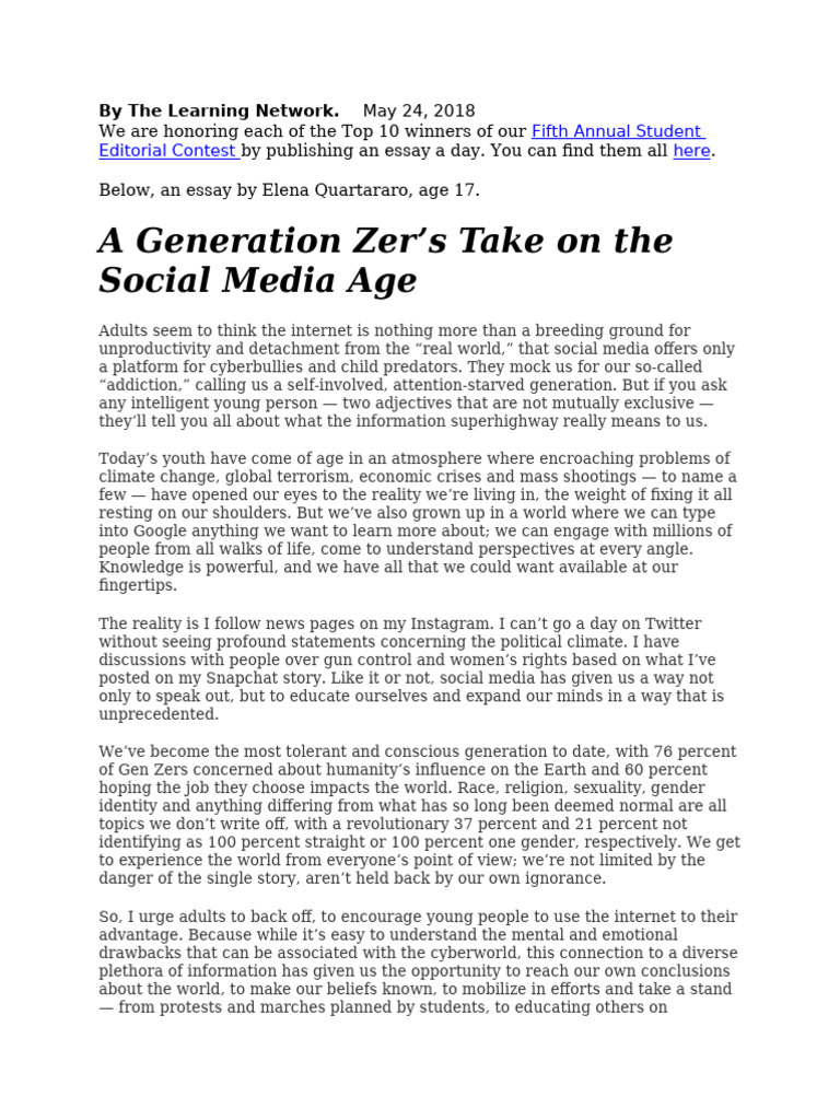 A Gen Zers Take On Social Media | PDF | Social Psychology
