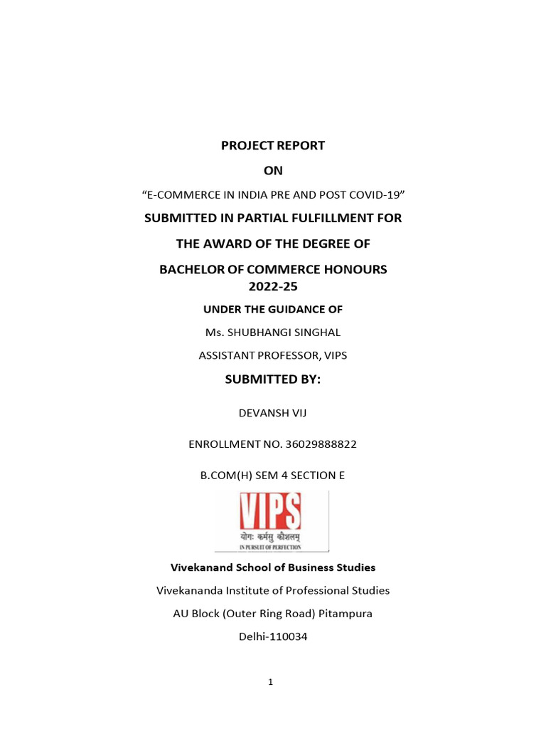 E-COMMERCE IN INDIA PRE AND POST COVID-19 MPR PROJECT PDF | PDF | Survey Methodology | E Commerce