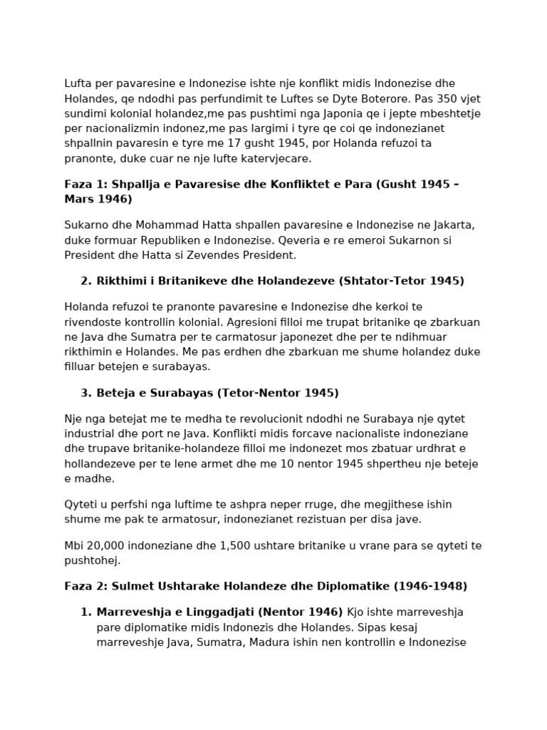 Lufta Për Pavarësinë e Indonezisë (1945-1949) | PDF