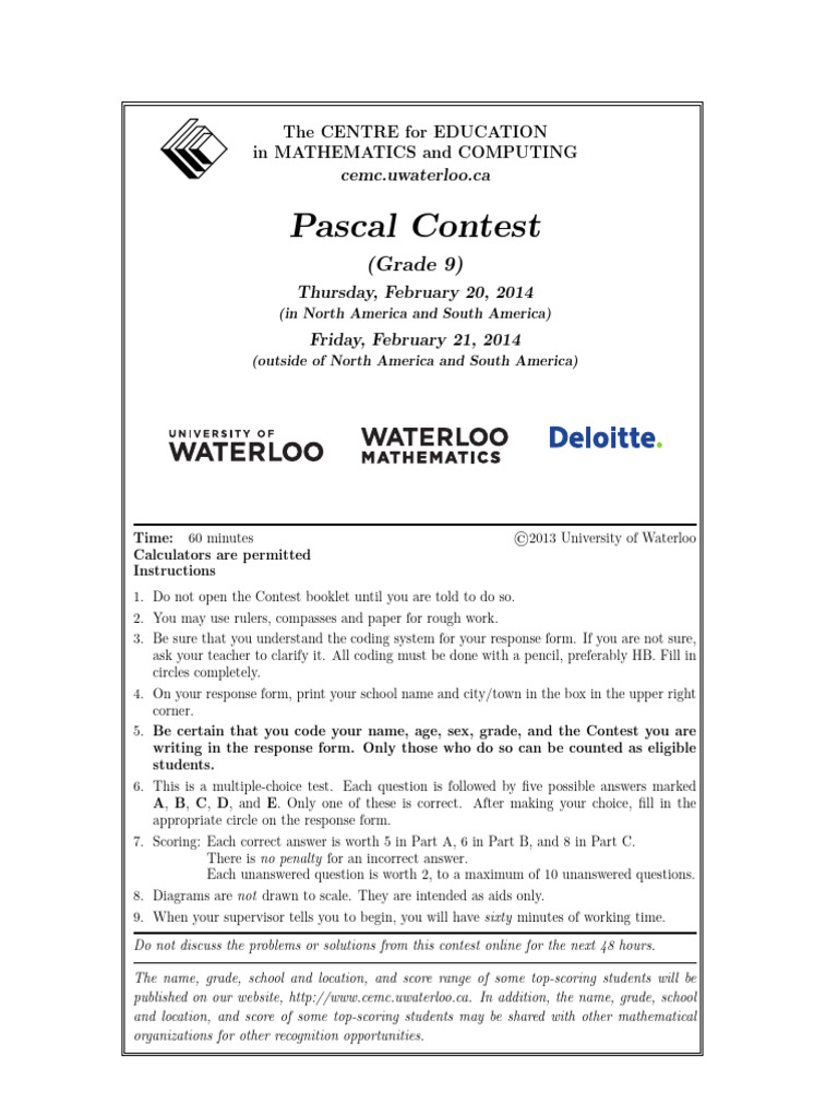 All Pascal Contests Since 1997 | PDF | Area | Rectangle
