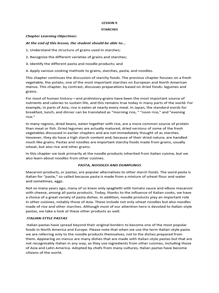 Module 6 Starches | PDF | Pasta | Noodle