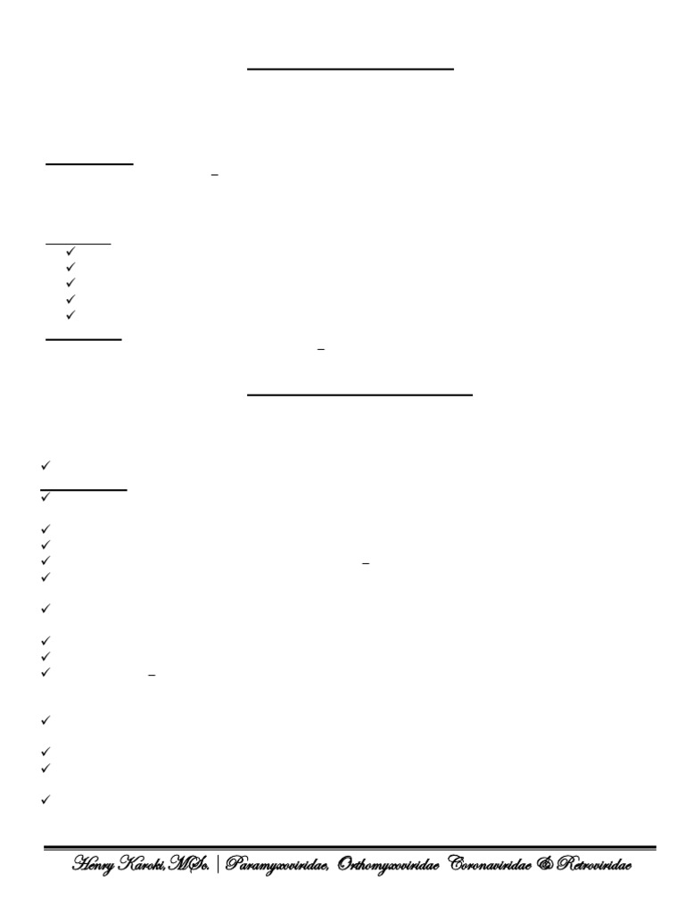 Paramyxo, Orthomyxo, Corona & Retroviridae | PDF | Hiv | Influenza