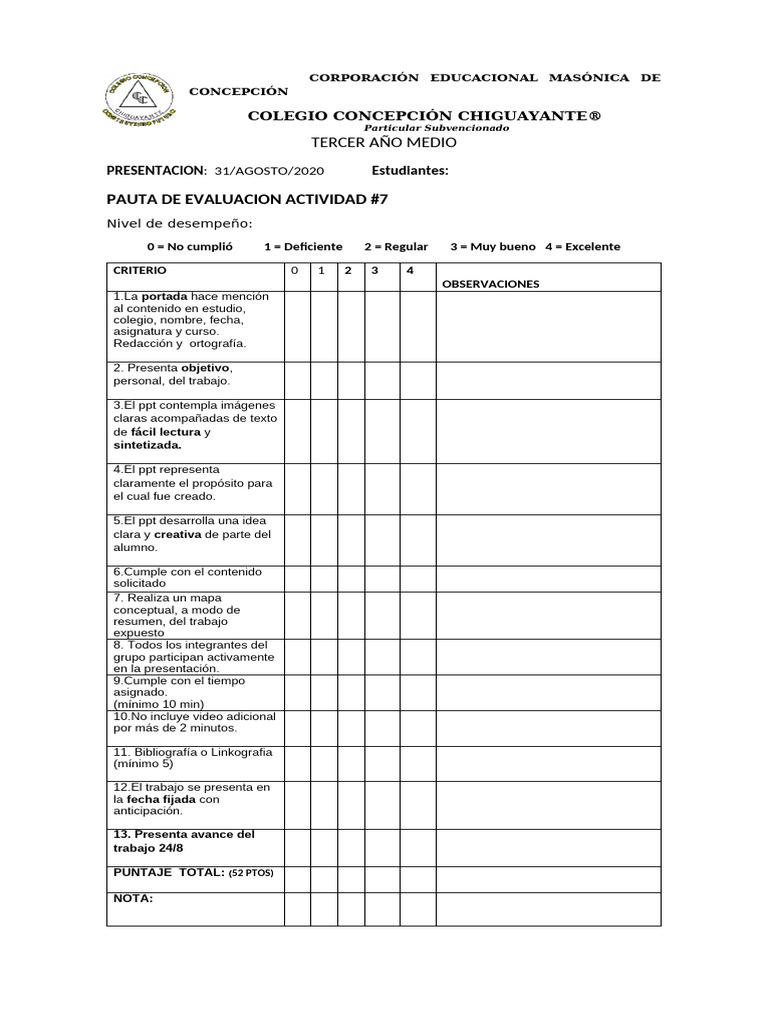 Juan Pablo Alejandro Saez Sepulveda - Pauta Actividad 7. PPT Mareas | PDF